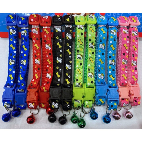 RPS Adjustable Dog & Bone Print Puppy Collar with Bell – Paws and Whiskers